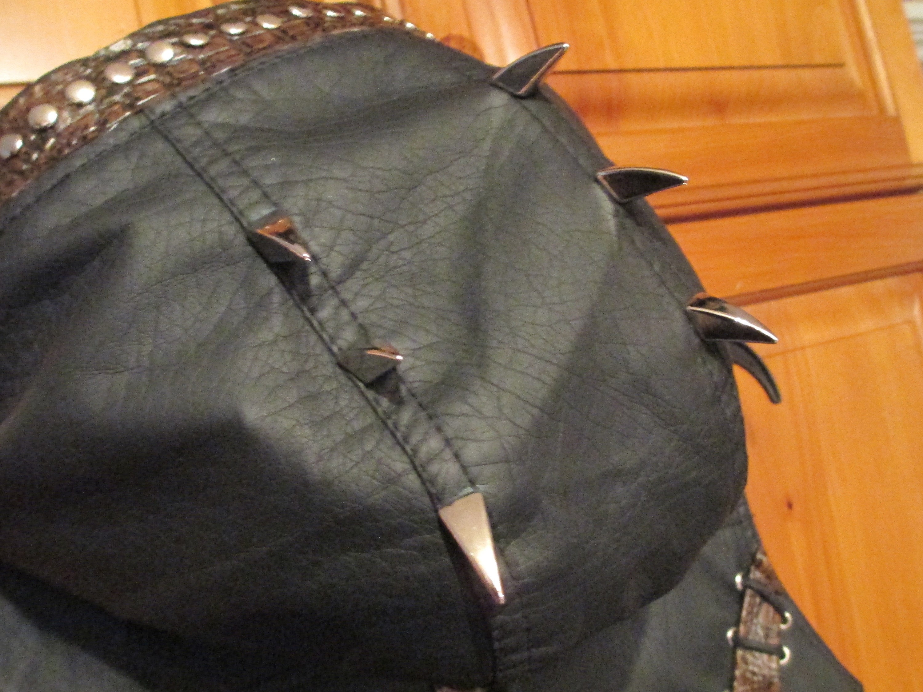 Studded and Spiked Black Vegan Leather Vest With Lacings and Dragon ...