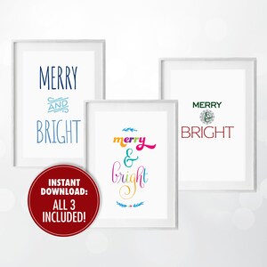 Merry & Bright Digital Print, Instant Download, Part of Holiday Series ...