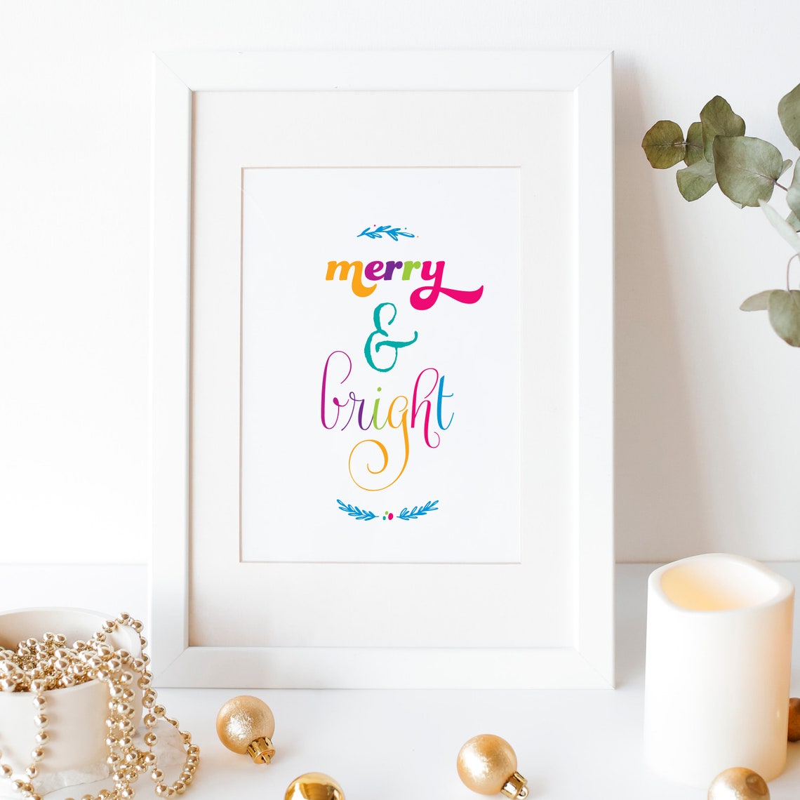 Merry & Bright Digital Print, Instant Download, Part of Holiday Series ...