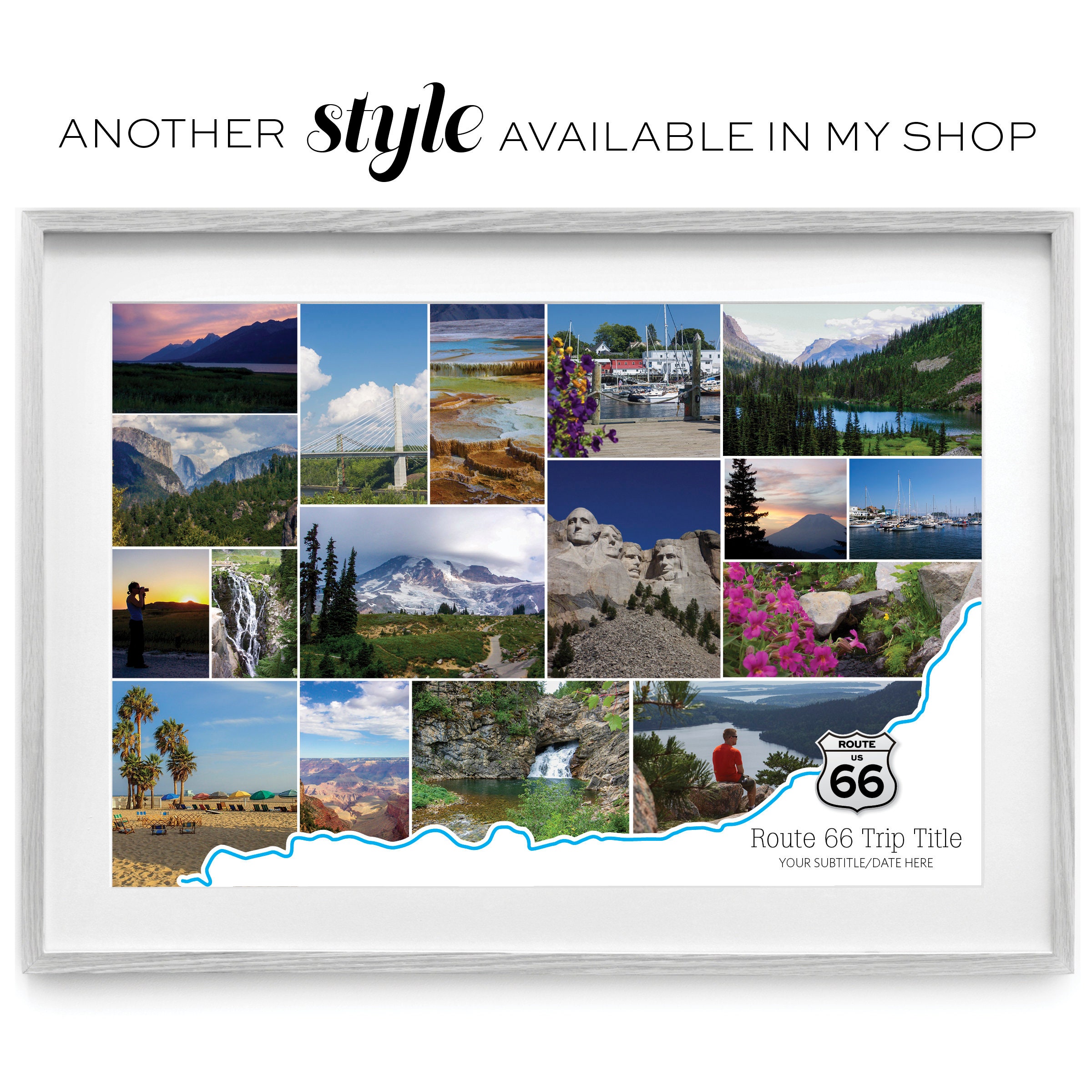 CUSTOM Route 66 Map Personalized With Your Photos, Travel Gift, Photo ...