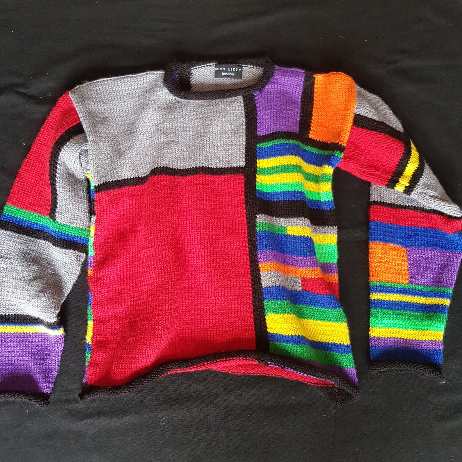Bold Block Colour Handknit Boxy Sweater in a Size Medium - Etsy
