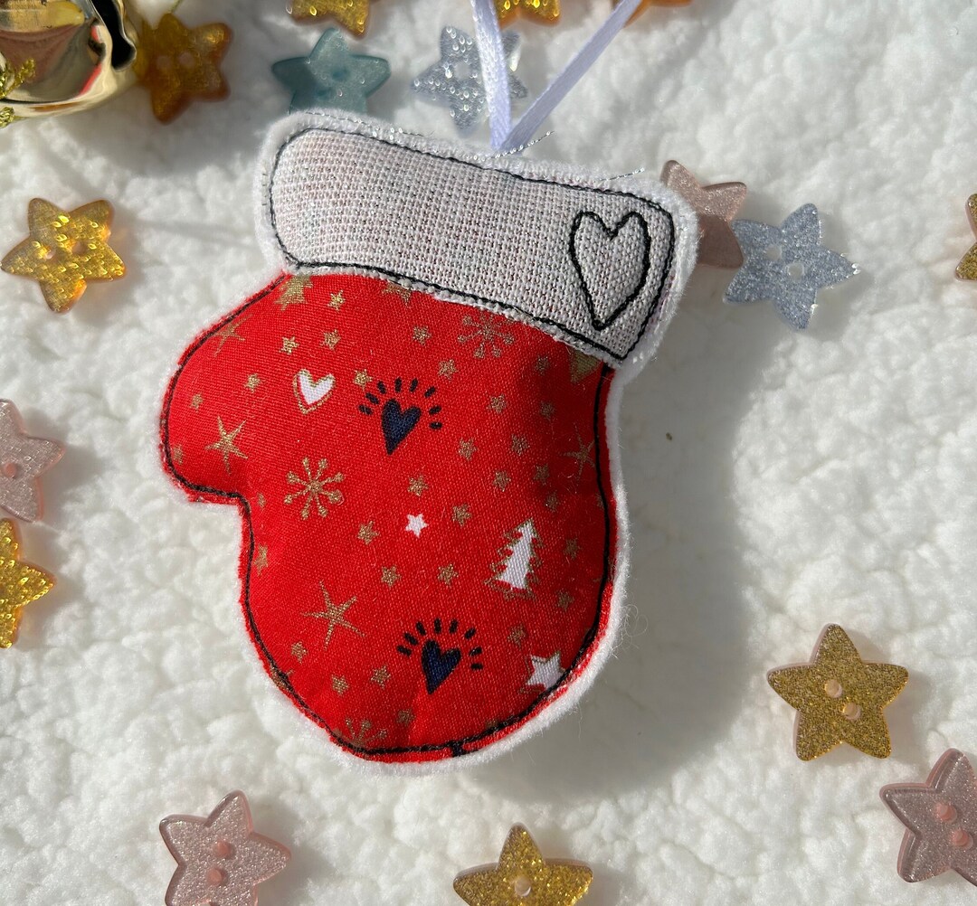 Mitten Christmas Tree Applique Decoration - Etsy