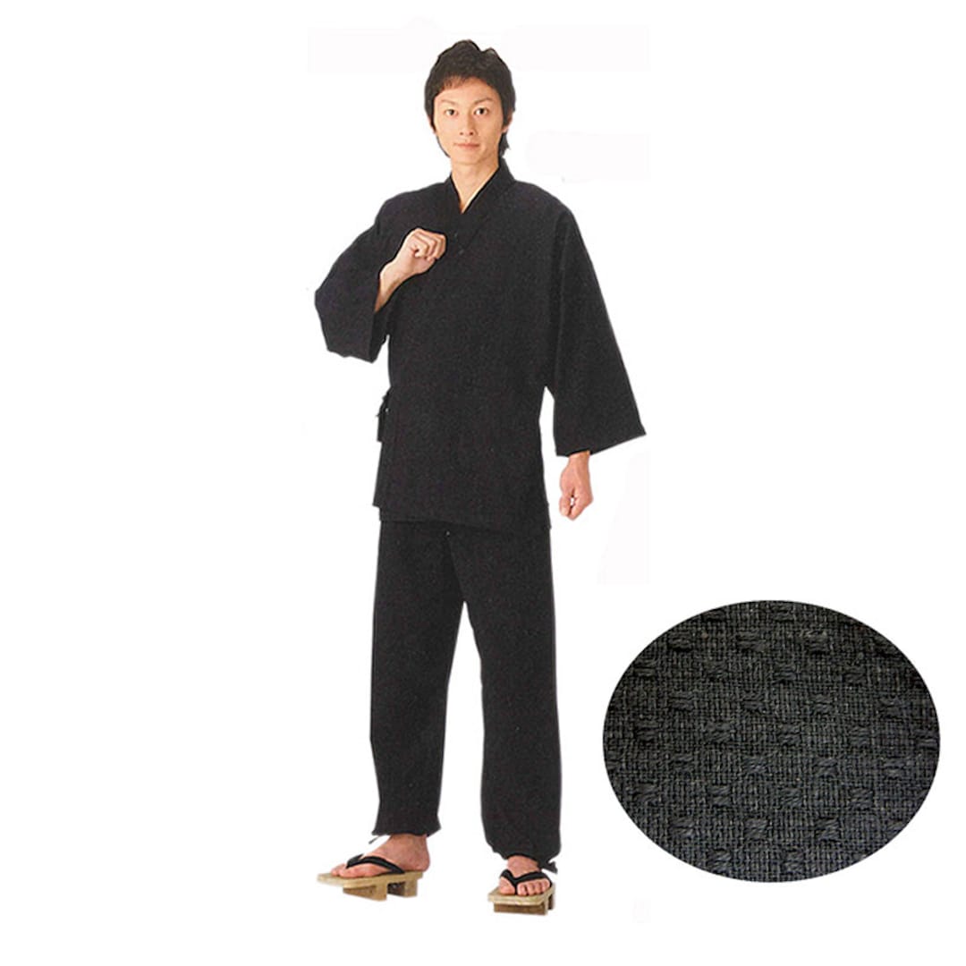 Black Samue Comfy Traditional Work Clothing Zen Buddhist Monk Casual ...