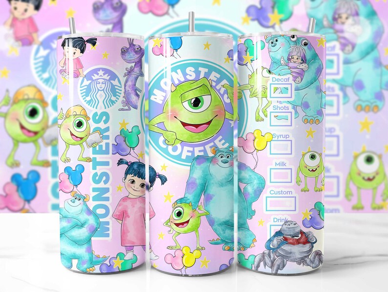 Monsters Tumbler Wrap, 20oz Straight Skinny Wrap, Monster Cartoon ...