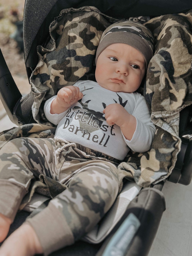 Camouflage Deer Baby Outfit Littlest Last Name Monogrammed Buck ...