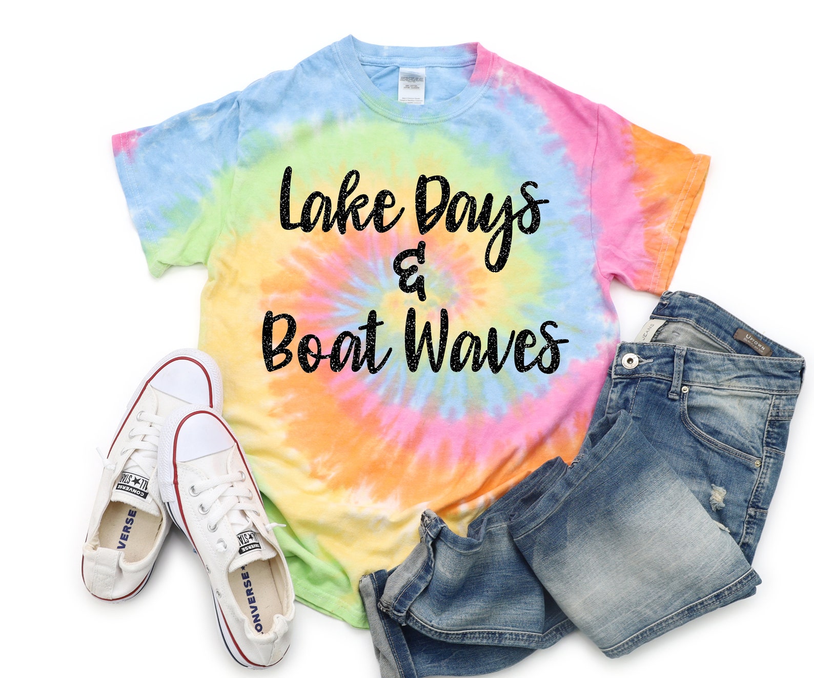 Lake Days and Boat Waves Tie Dye Shirt Summer Girl Shirt White | Etsy
