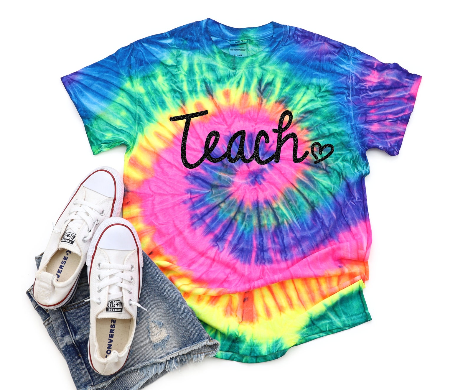 Teach Teacher Tie Dye Neon Tie Dye Shirt Galaxy Bright Black | Etsy