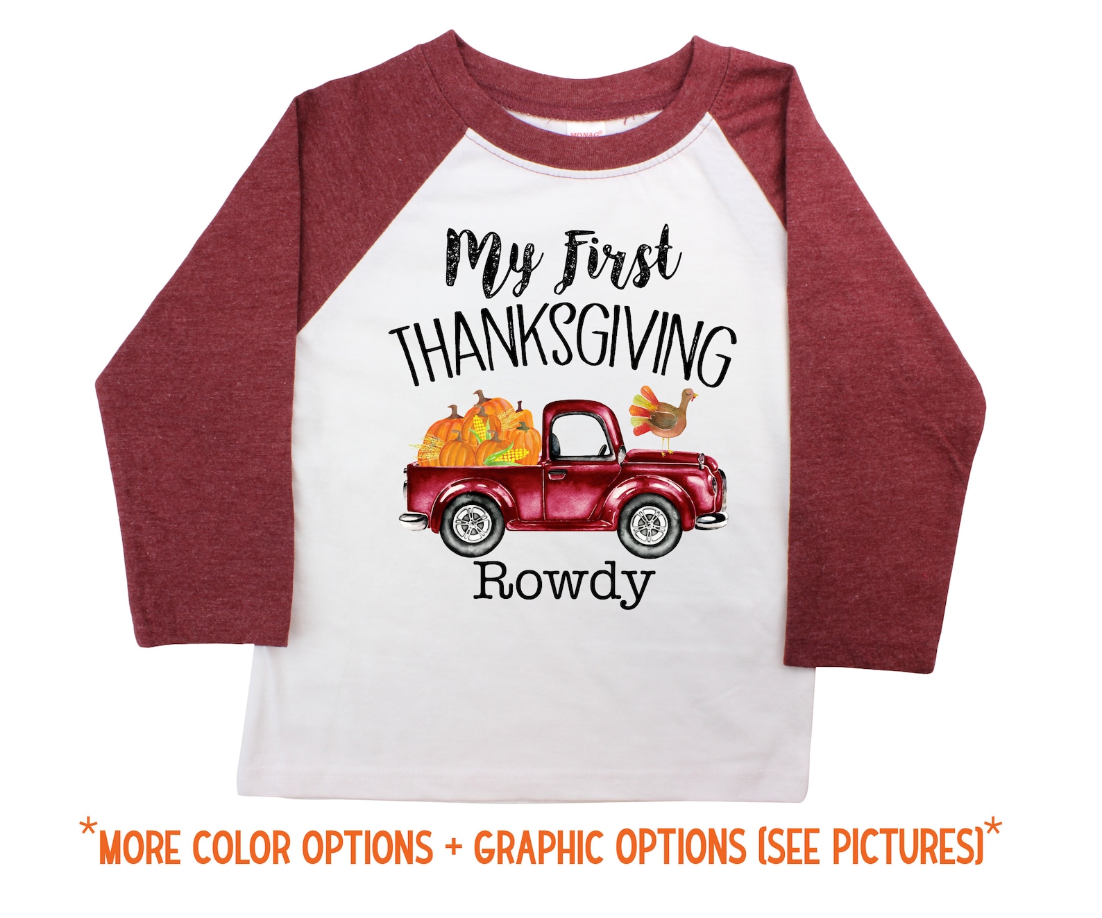 Boy My First Thanksgiving Personalized Pumpkin Rust Truck Fall Turkey ...