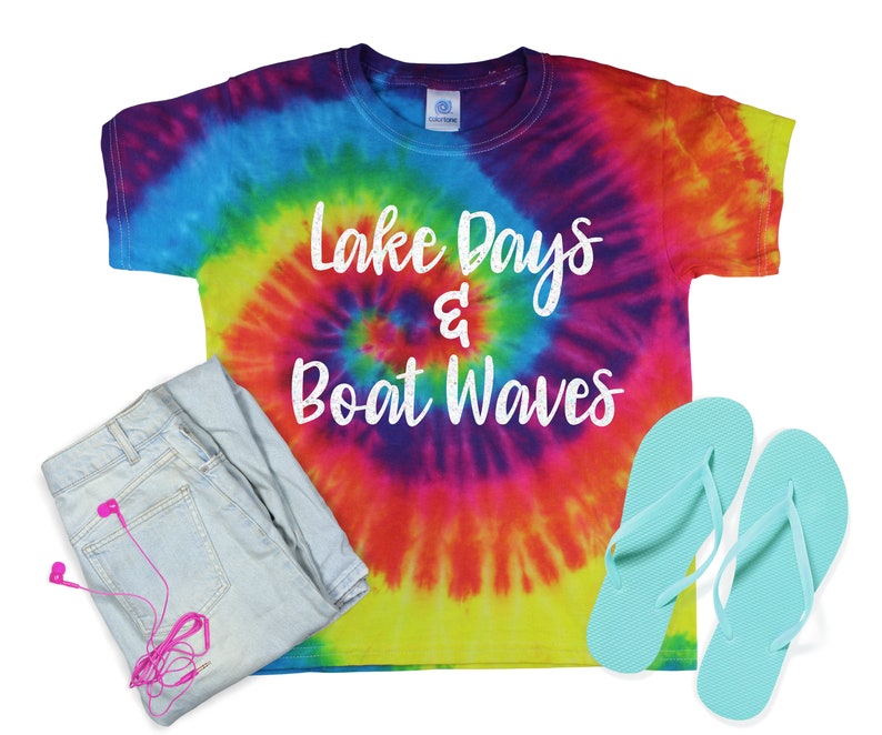 Lake Days and Boat Waves Tie Dye Shirt Summer Girl Shirt White - Etsy