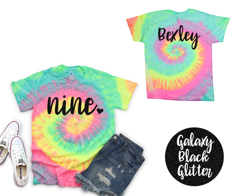 Birthday Girl Neon Tie Dye Shirt Bright Black Glitter Vinyl | Etsy