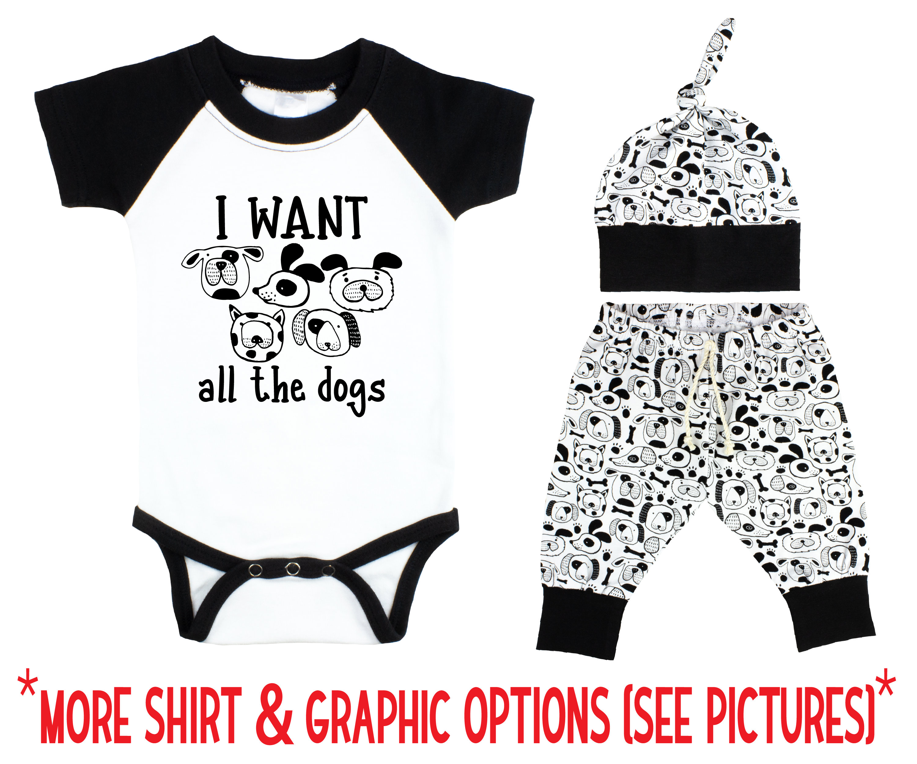 Boy Puppy Dog Raglan Outfit I Want All the Dogs Outfit Dog Baby ...
