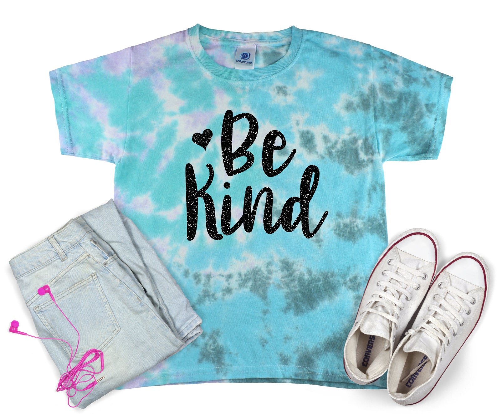 Be Kind Girl Neon Pastel Tie Dye Shirt Galaxy Bright Black - Etsy