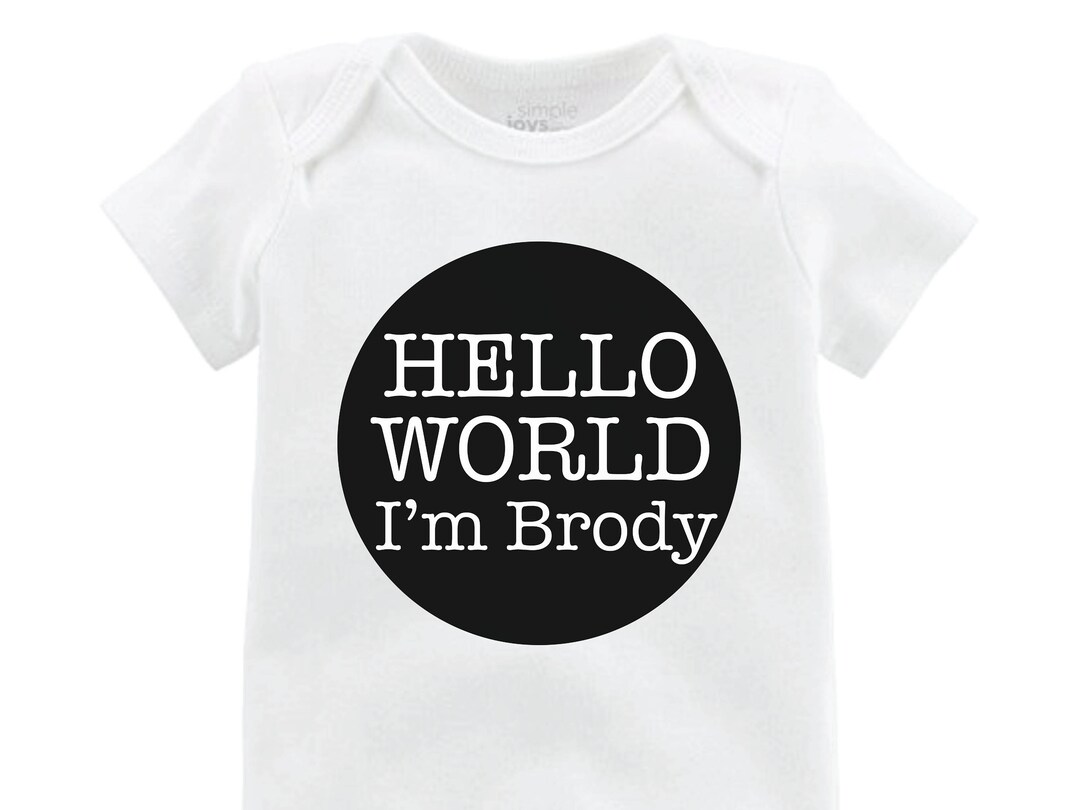 Boy Hello World Personalized Black Hello World Bodysuit Boy Coming Home ...