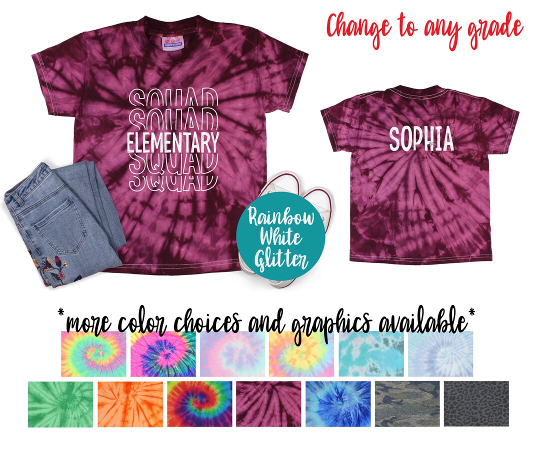 Elementary Squad Personalized Pastel Minty Tie Dye Shirt Galaxy Bright ...