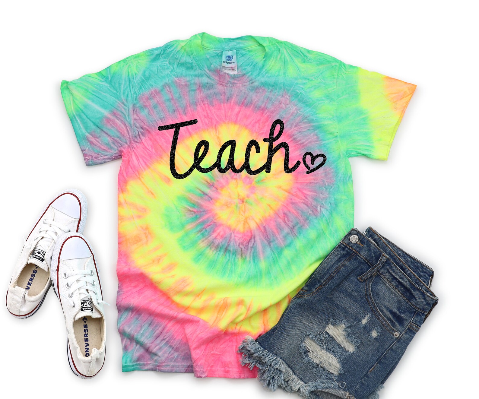 Teach Teacher Tie Dye Neon Tie Dye Shirt Galaxy Bright Black | Etsy