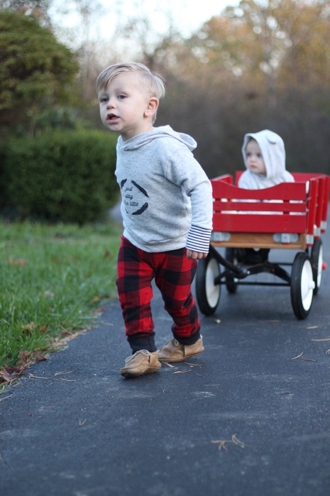 Red Buffalo Plaid Flannel Boy Pants Toddler Pants Fall Winter Boy Pants ...