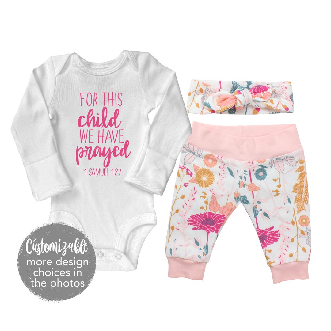 For This Child We Have Prayed Baby Girl Outfit Newborn Going Coming ...