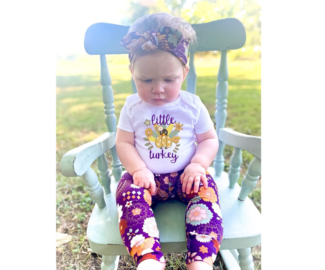 Little Turkey Baby Girl Thanksgiving Outfit Fall Retro Boho Infant ...