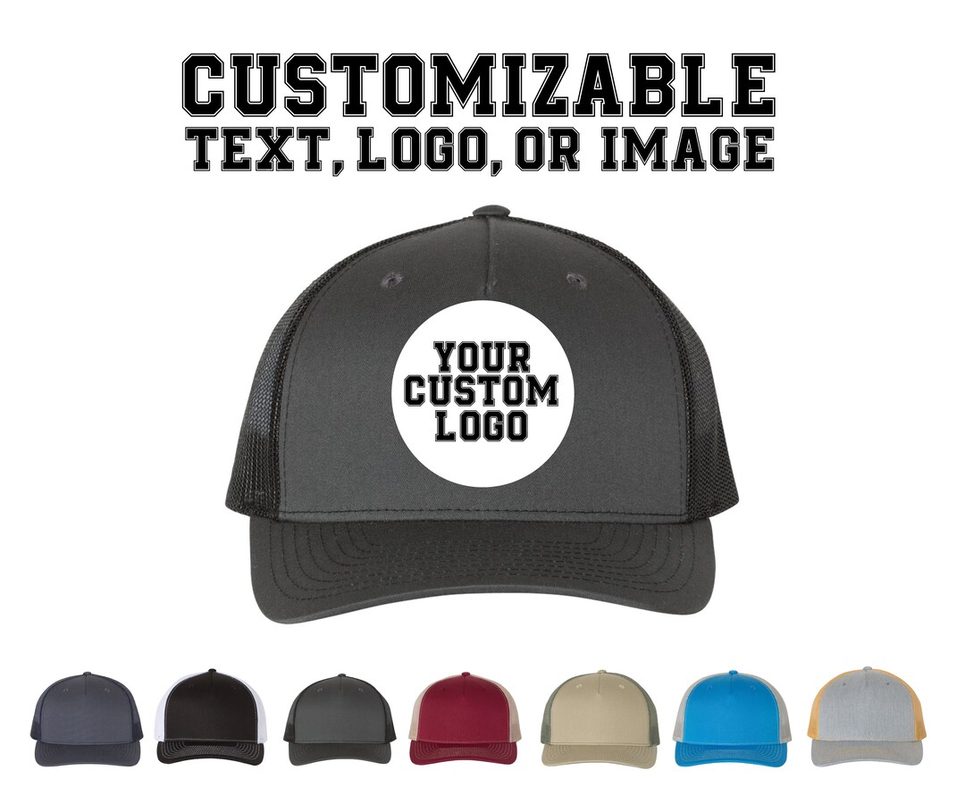 Custom Hat Design Text Logo Image Snapback Richardson Trucker Hat ...