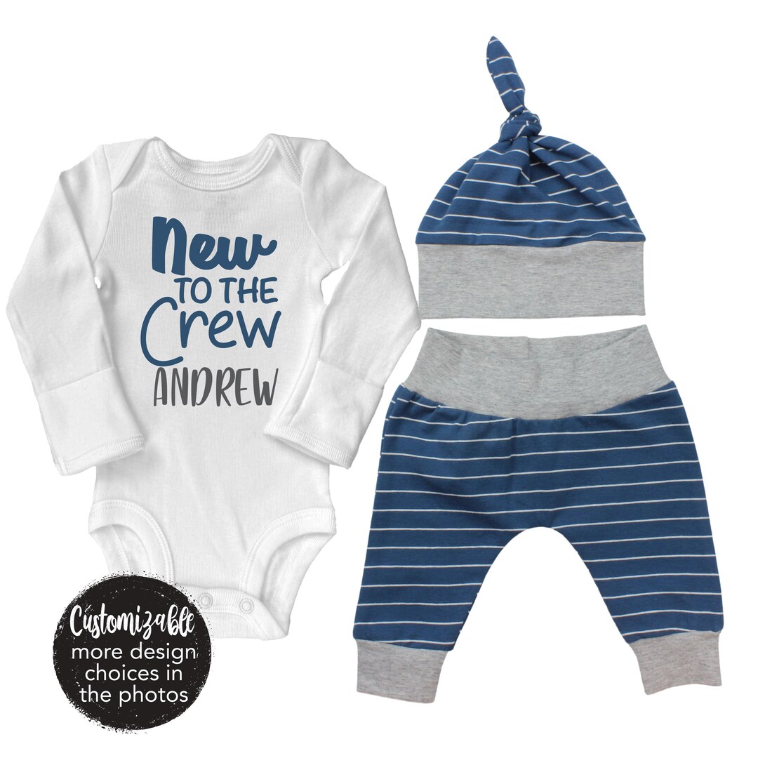 New to the Crew Boy Going Coming Home Set Bodysuit Infant Gift Set Navy ...