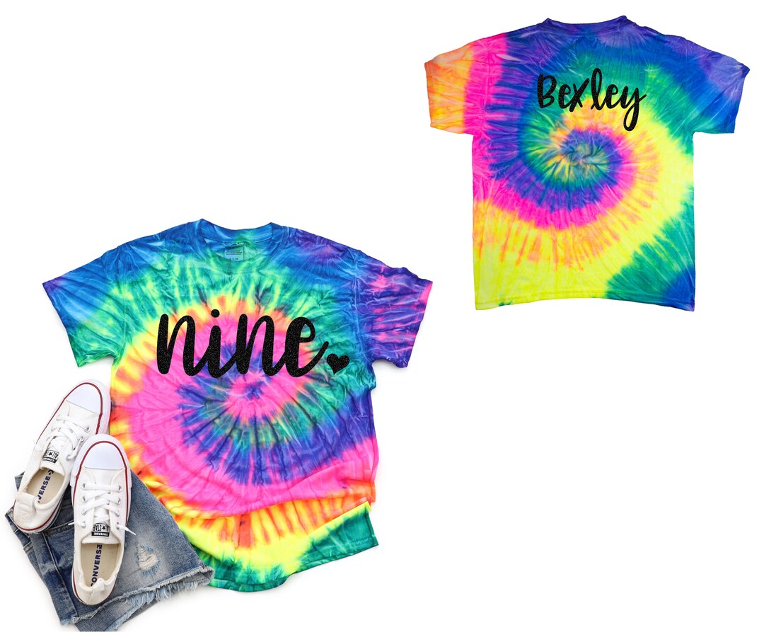 Birthday Girl Neon Tie Dye Shirt Bright Black Glitter Vinyl - Etsy