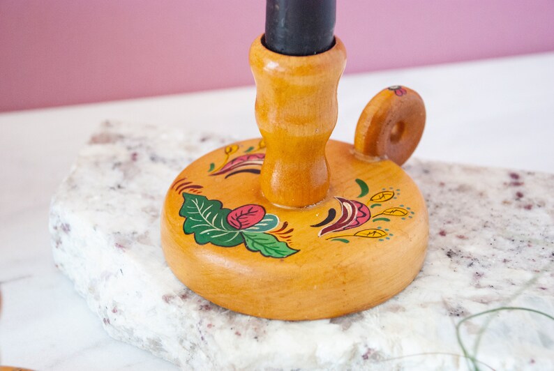 Pair of Rosemål Wooden Candlesticks With Handles / - Etsy