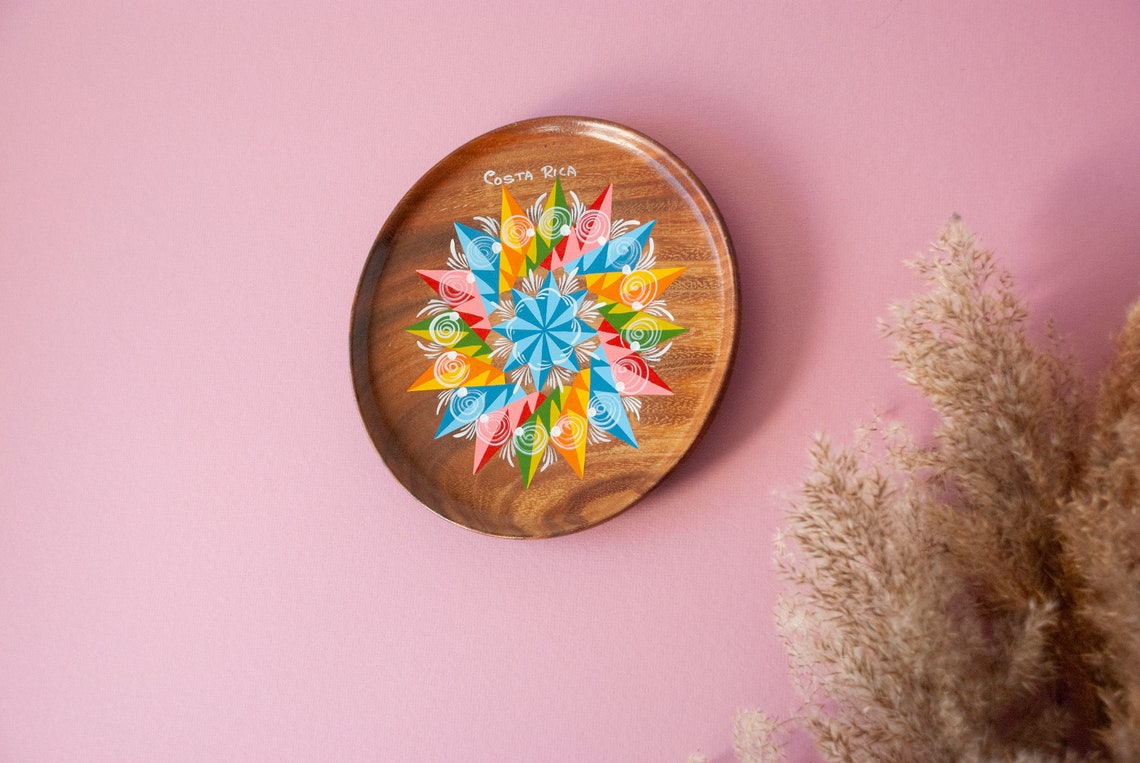 Vibrantly Hand Painted Costa Rican Souvenir Carved Wood Plate - Etsy