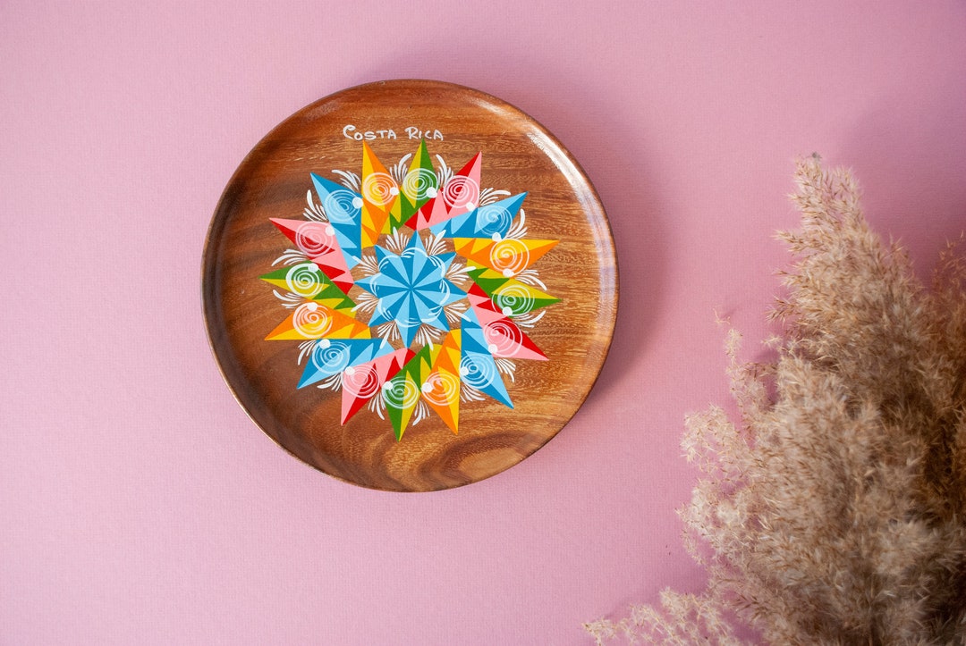 Vibrantly Hand Painted Costa Rican Souvenir Carved Wood Plate - Etsy