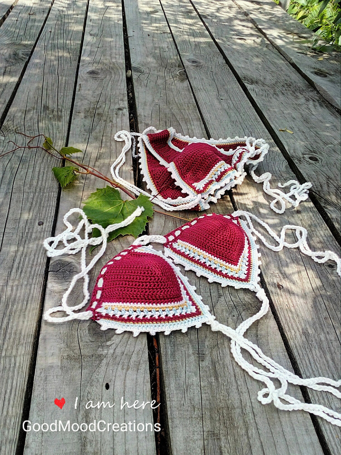 Crochet Bikini Set Burgundy Bikini Crochet Swimsuit Crochet | Etsy