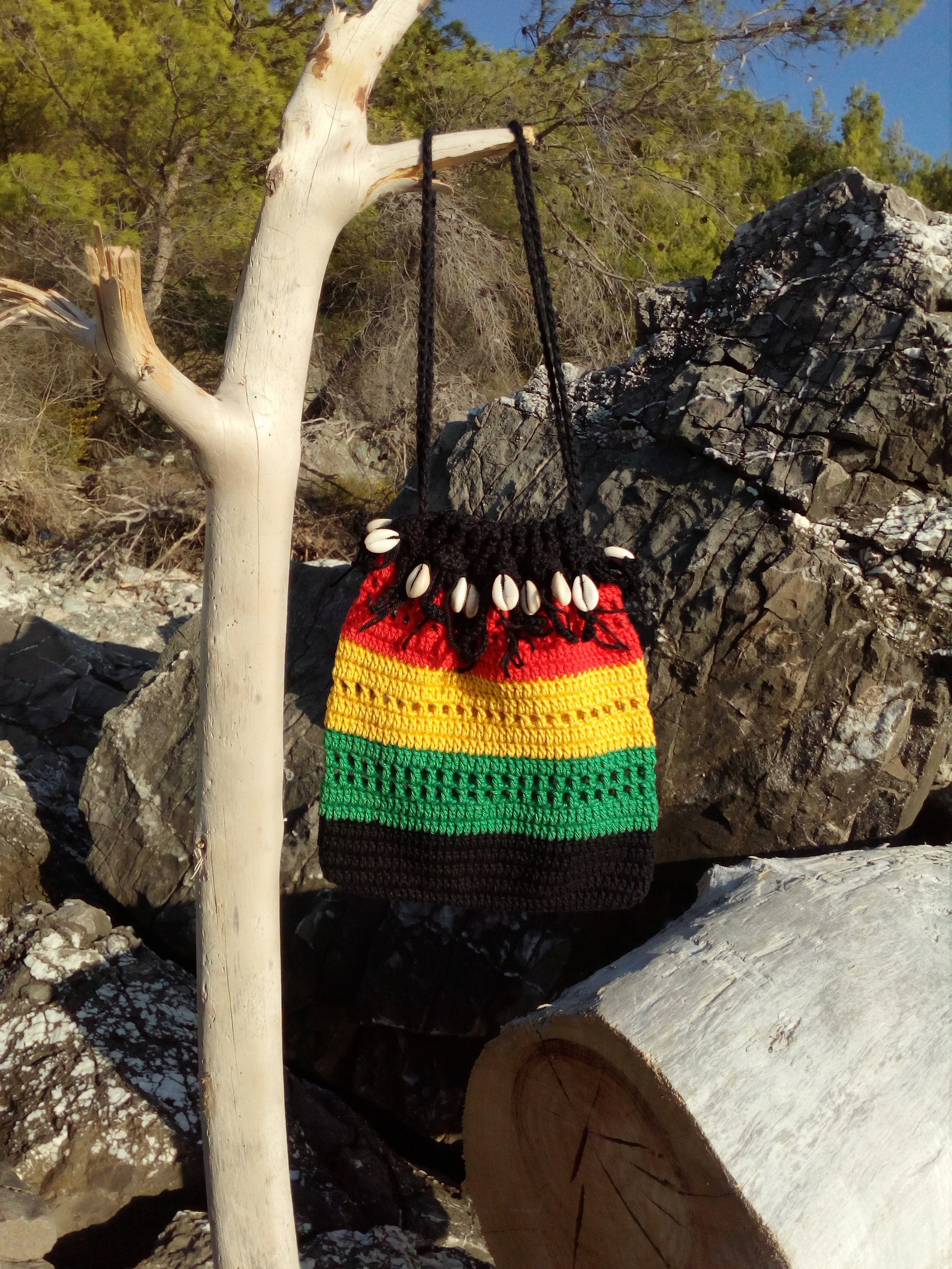 Crochet Purse Rasta Crochet Bag Rasta Crochet Tote Bag Black - Etsy