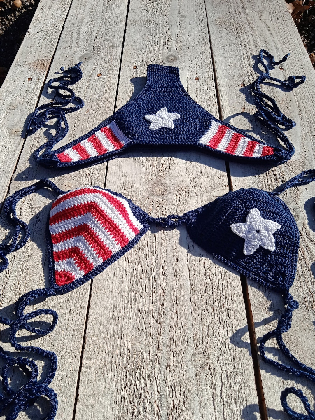 Crochet Bikini Set High Hip AMERICA American Flag Bikini - Etsy