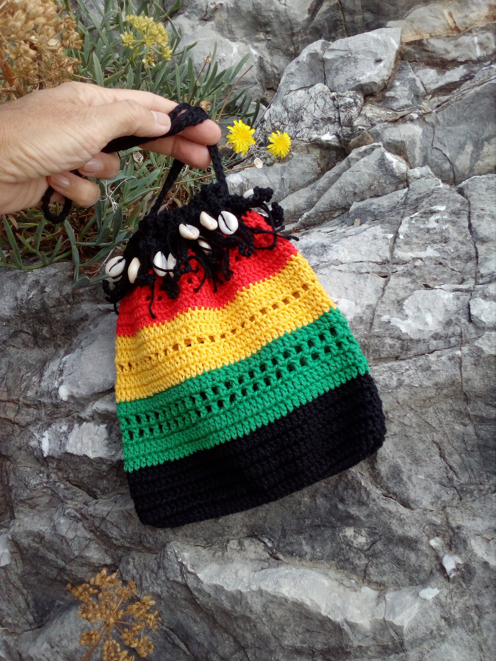 Crochet Purse Rasta Crochet Bag Rasta Crochet Tote Bag Black - Etsy