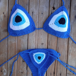 Crochet Bikini Set Evil Eye Bikini Greek Eye - Etsy