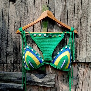 Crochet Bikini Set BRAZIL Flag Bikini Brazilian Flag - Etsy
