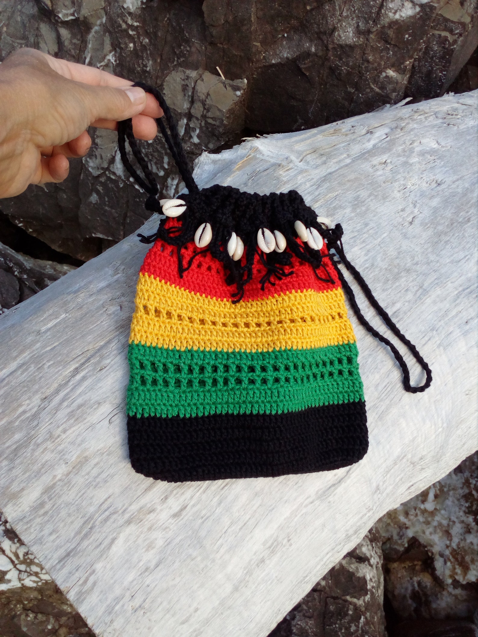 Crochet Purse Rasta crochet bag rasta Crochet tote bag Black | Etsy