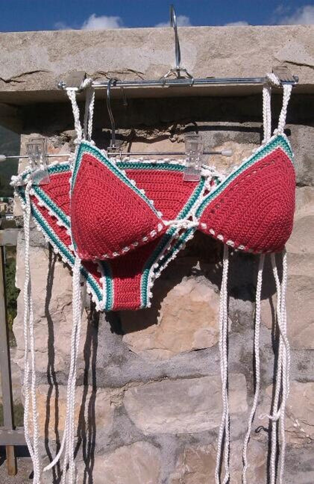 Crochet Bikini Set Simply Red Crochet Swimwear Bikini Crochet Swimsuit ...