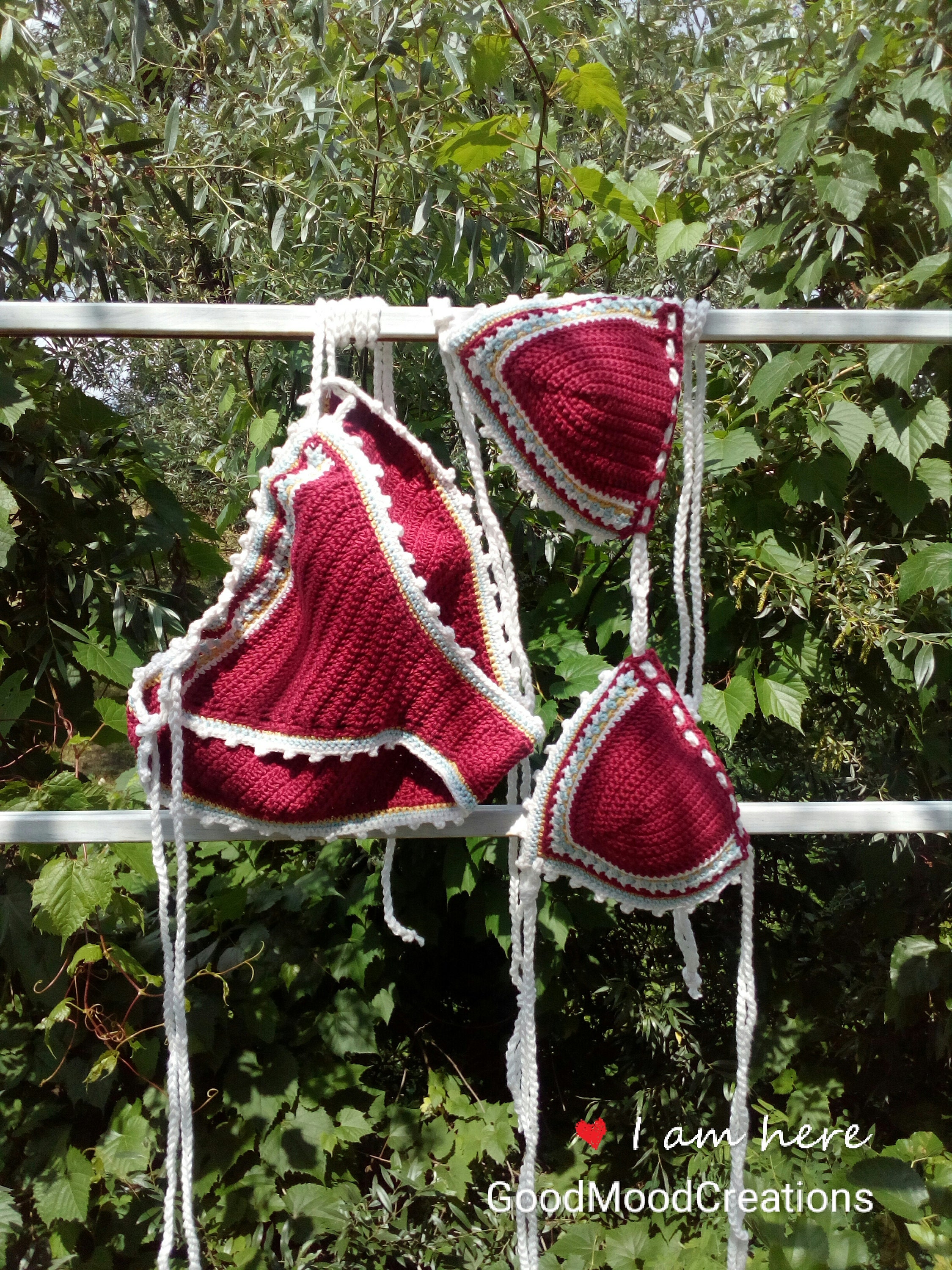 Crochet Bikini Set Burgundy Bikini Crochet Swimsuit Crochet | Etsy