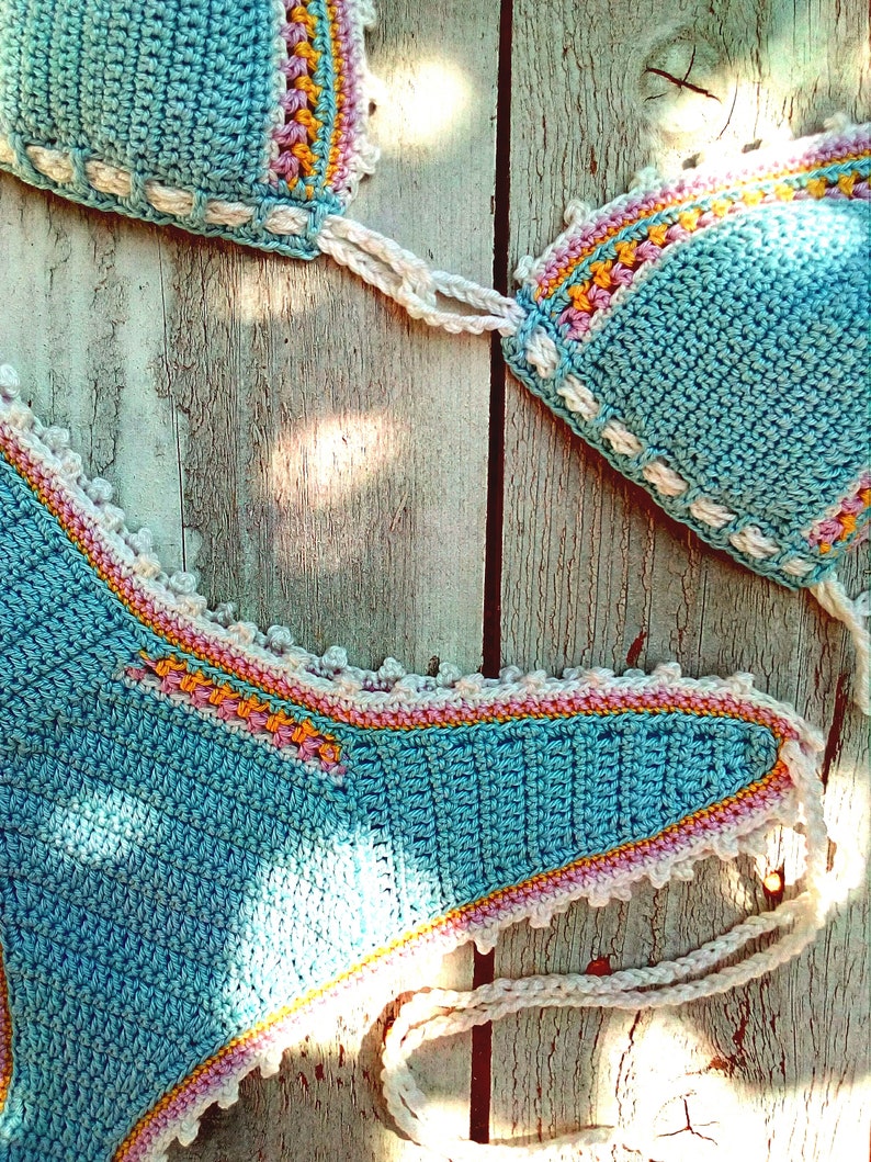 Crochet Bikini High Hip Brazilian Crochet Bikini Set Turquoise Etsy