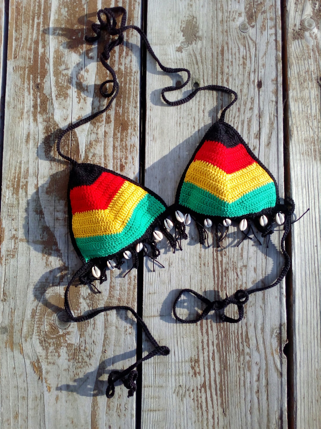 Crochet Top Rasta With Natural Seashells - Etsy