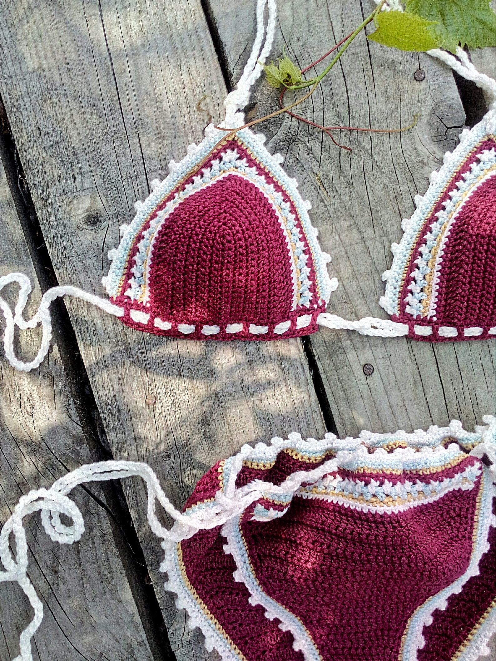 Crochet Bikini Set Burgundy Bikini Crochet Swimsuit Crochet | Etsy