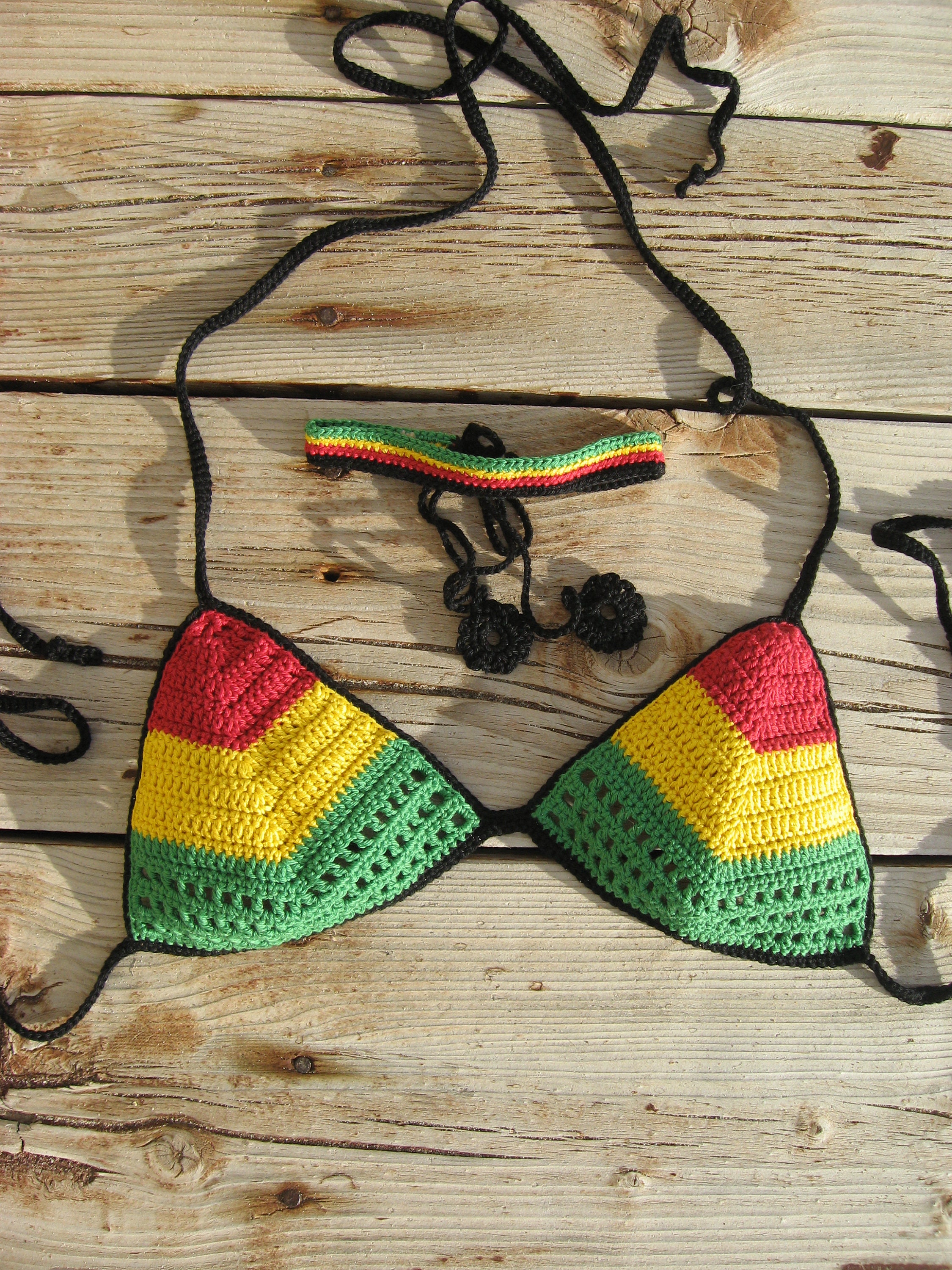 Crochet Bikini Set Rasta Crochet Bikini Red Yellow Green Bikini Crochet