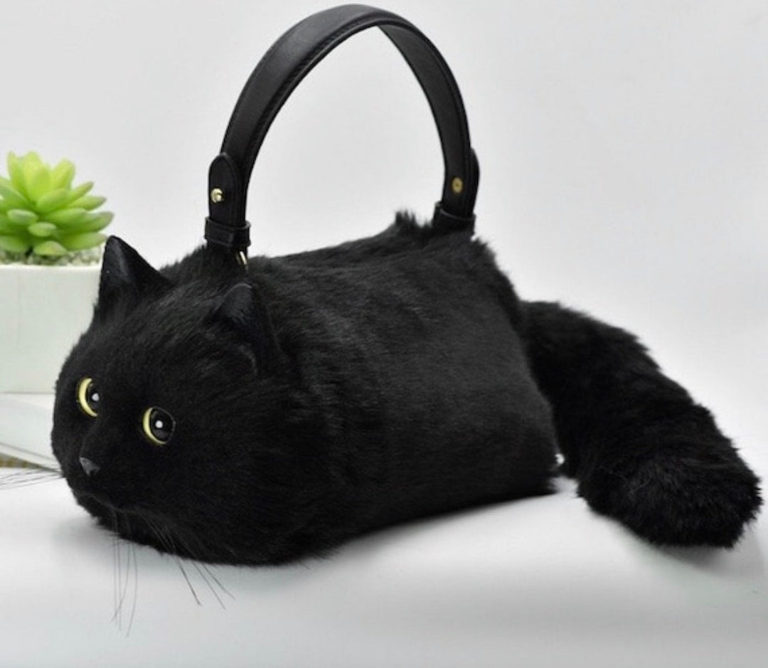 Realistic Cat Plush Kitty Kitten Handbag Shoulder Bag Girlfriend ...