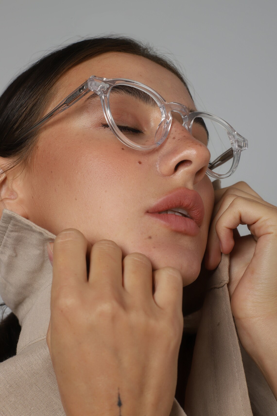 Clear round reading fake acetate glasses frames. | Etsy