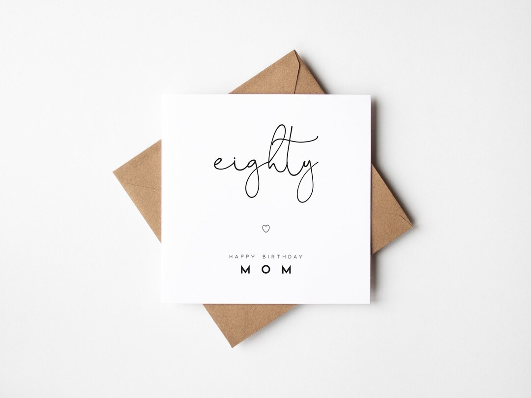 Personalised 80th Birthday Card, Eightieth Birthday Card, Simple ...