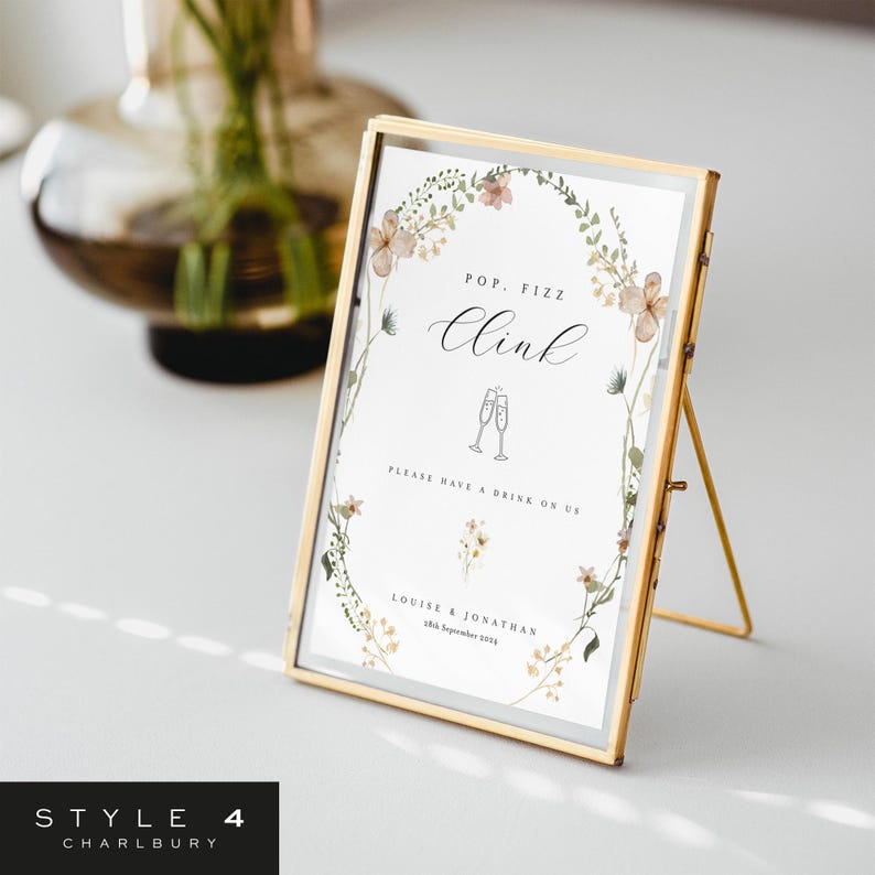 Pop Fizz Clink Personalised Wedding Sign, Champagne Tower Wedding Sign ...
