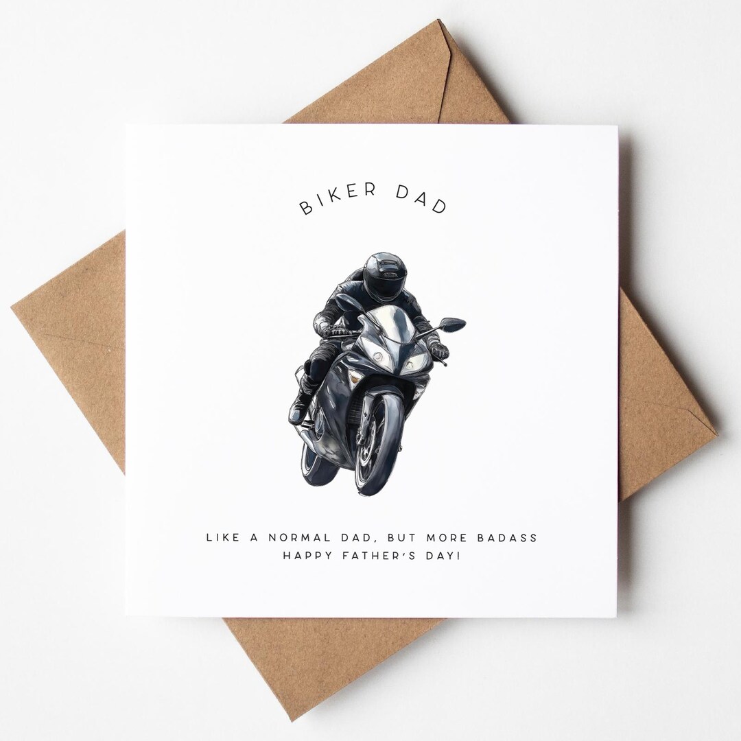 Motorbike Father’s Day Card | Funny Biker Dad Greeting | Cool Card for ...