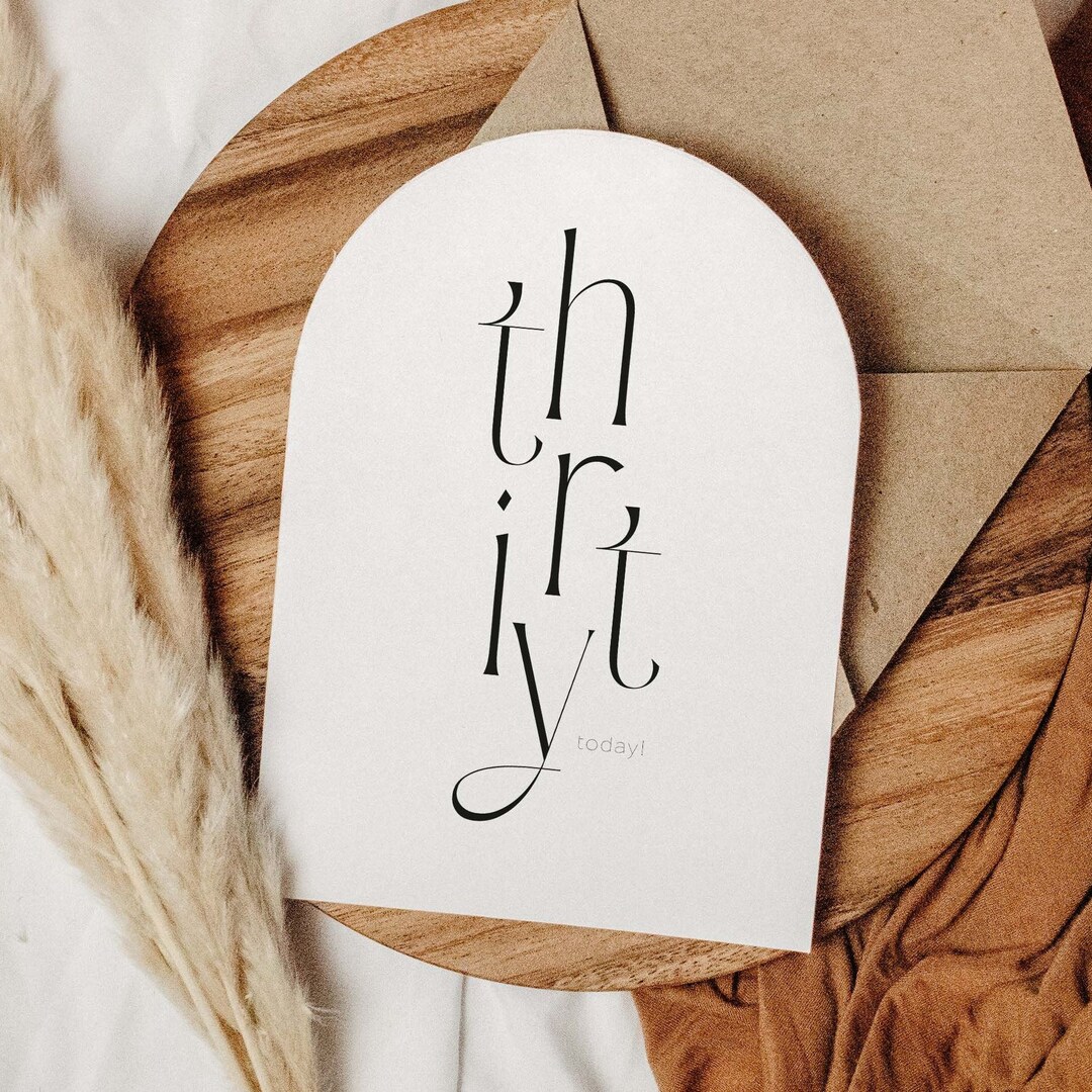 Arched 30th Birthday Card, Modern and Unique Birthday Card, Other Ages ...