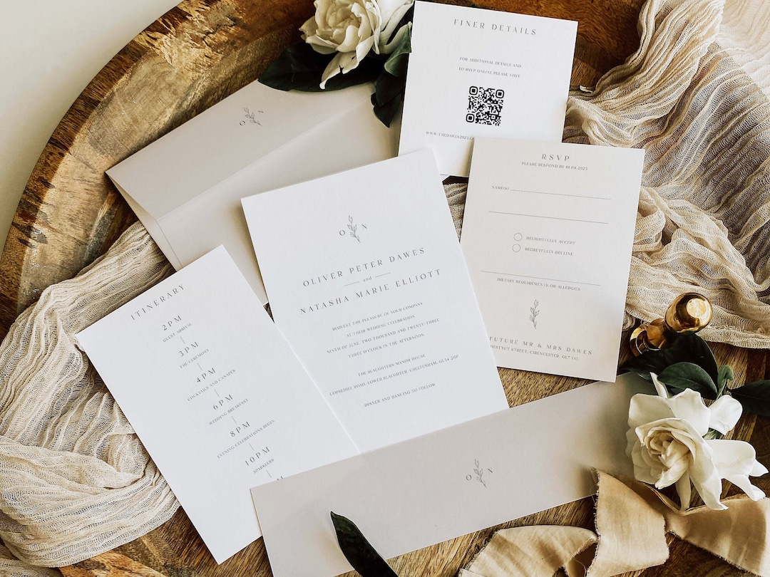 Traditional Wedding Invitation Suite, Wedding Invite Bundle, Classic ...