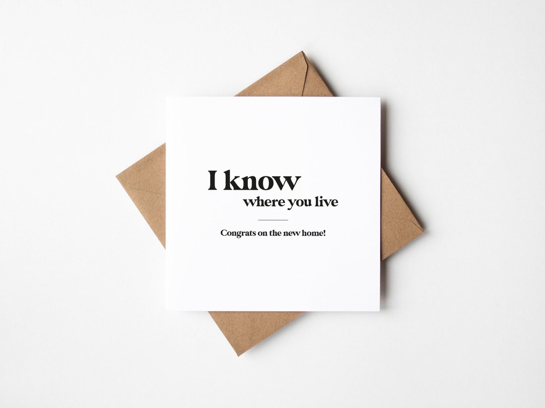 New Home Card, Funny New Home Card, First Home Card, Housewarming Card ...