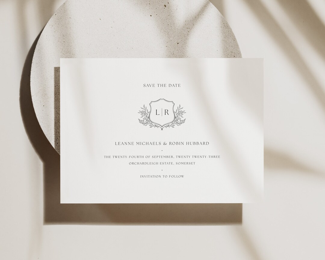 Traditional Save the Date Card, Classic Save the Date, Monogram Save ...